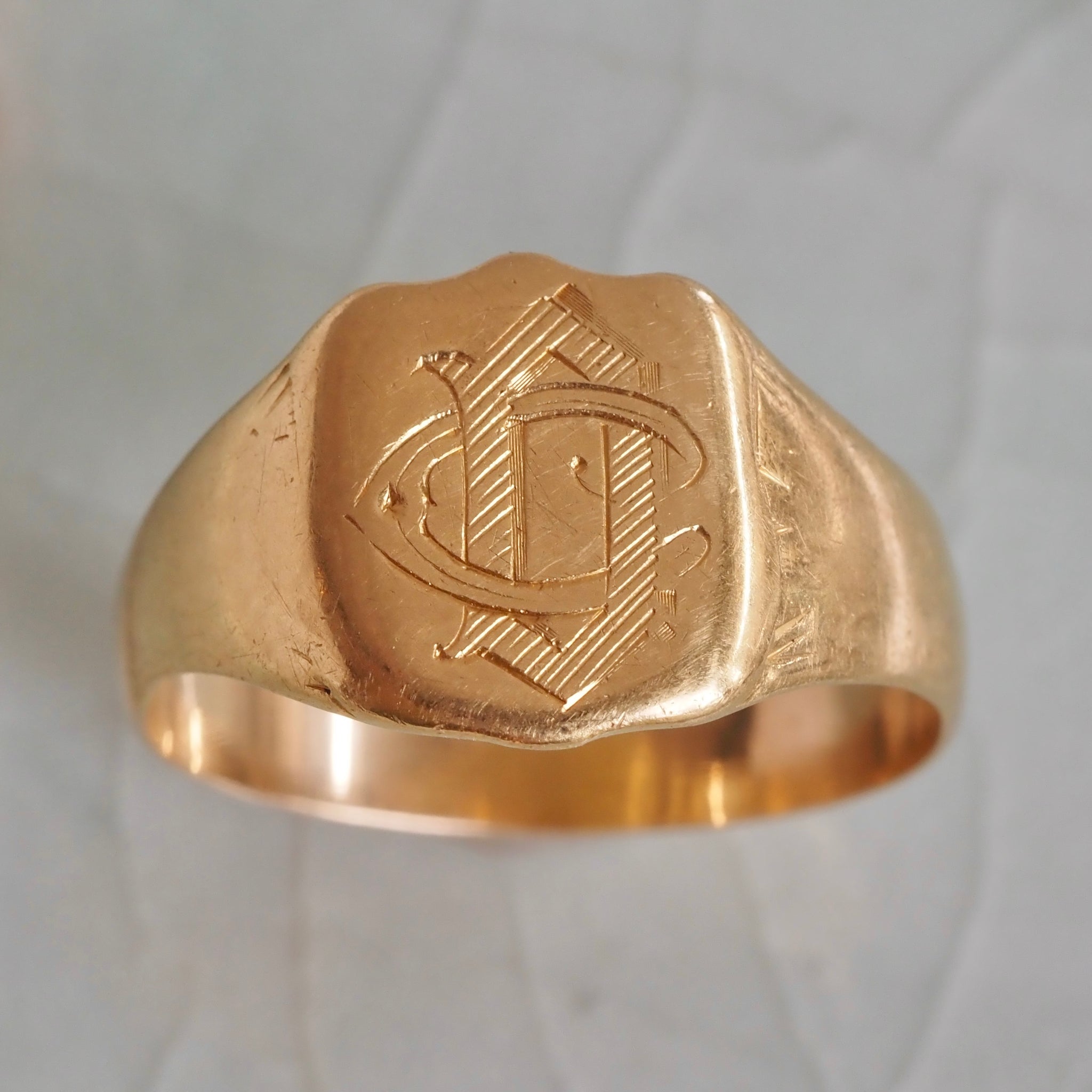 Antique 18k Gold “DC” Signet Ring