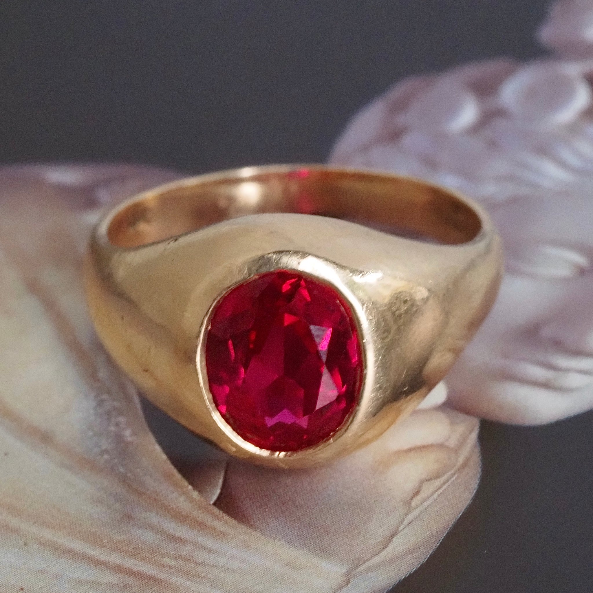 Vintage Ruby 14k Gold Signet Ring