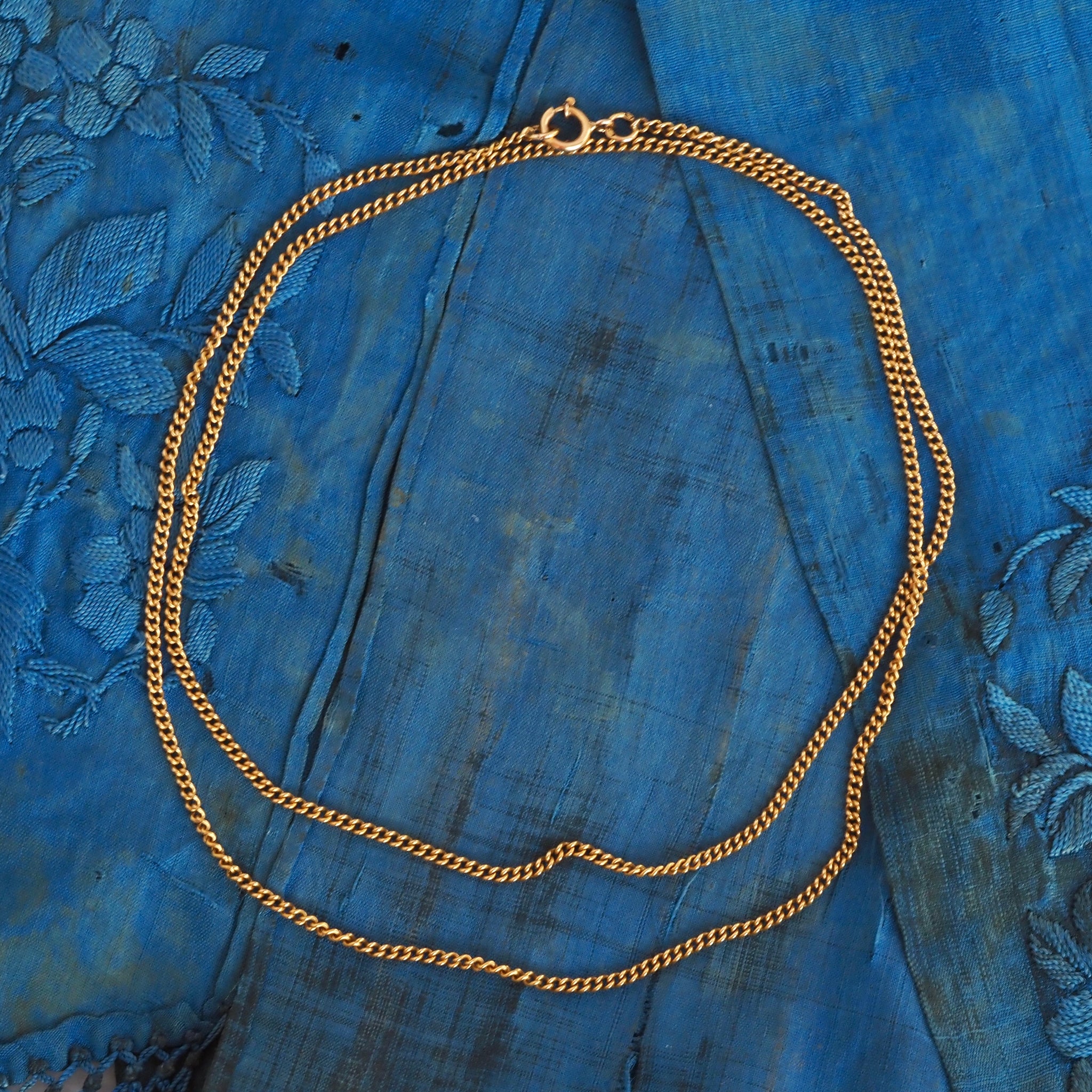 Vintage Portuguese 19k Gold Curb Link Chain Necklace