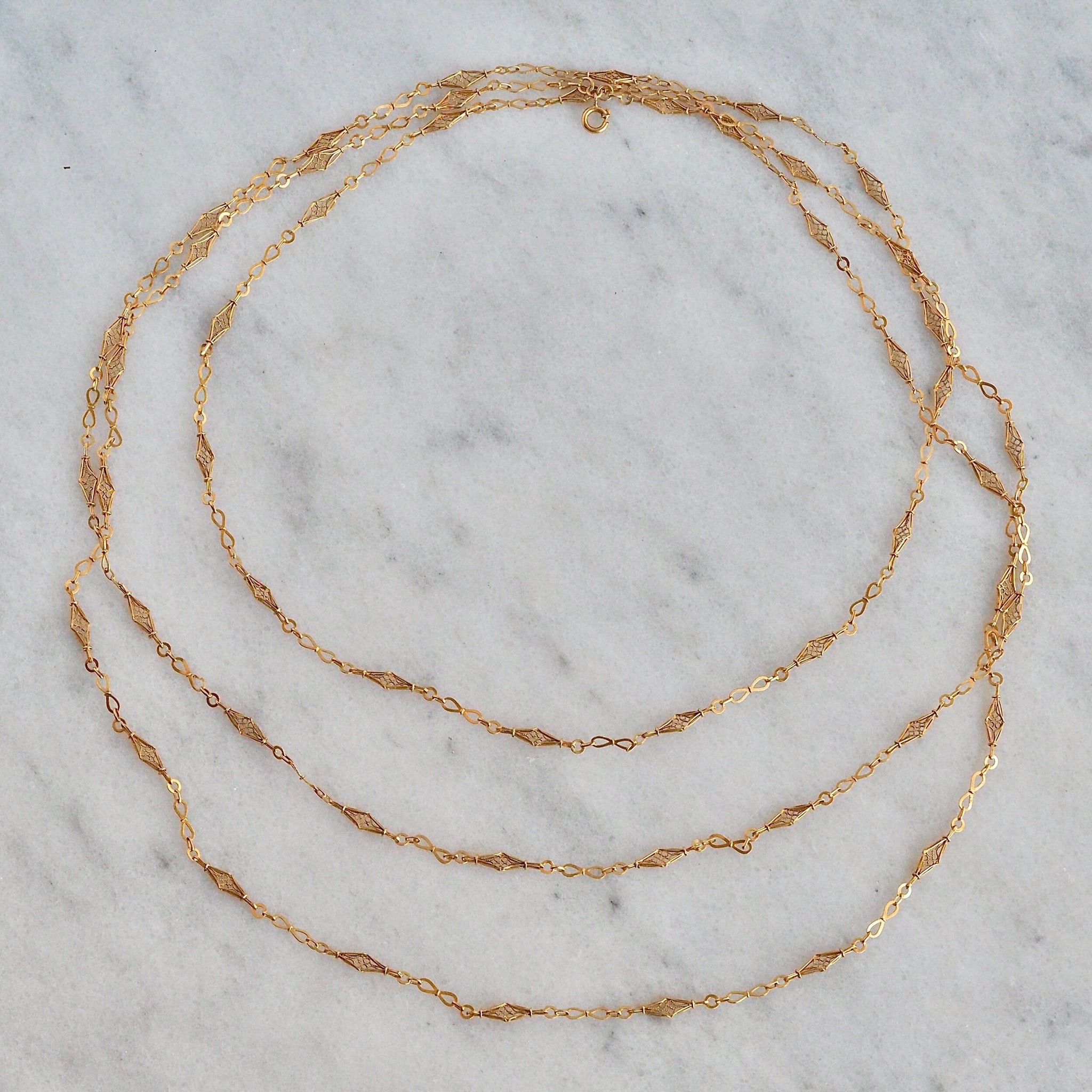 Antique Early 20th Century 19k Portuguese Long Sautoir Chain