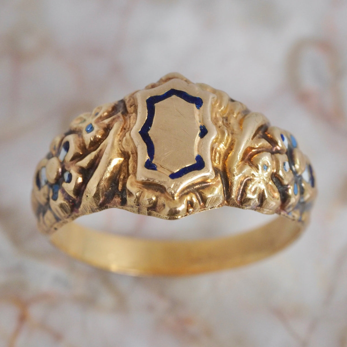 Antique Georgian/Early Victorian 18k Gold Enamel Ring