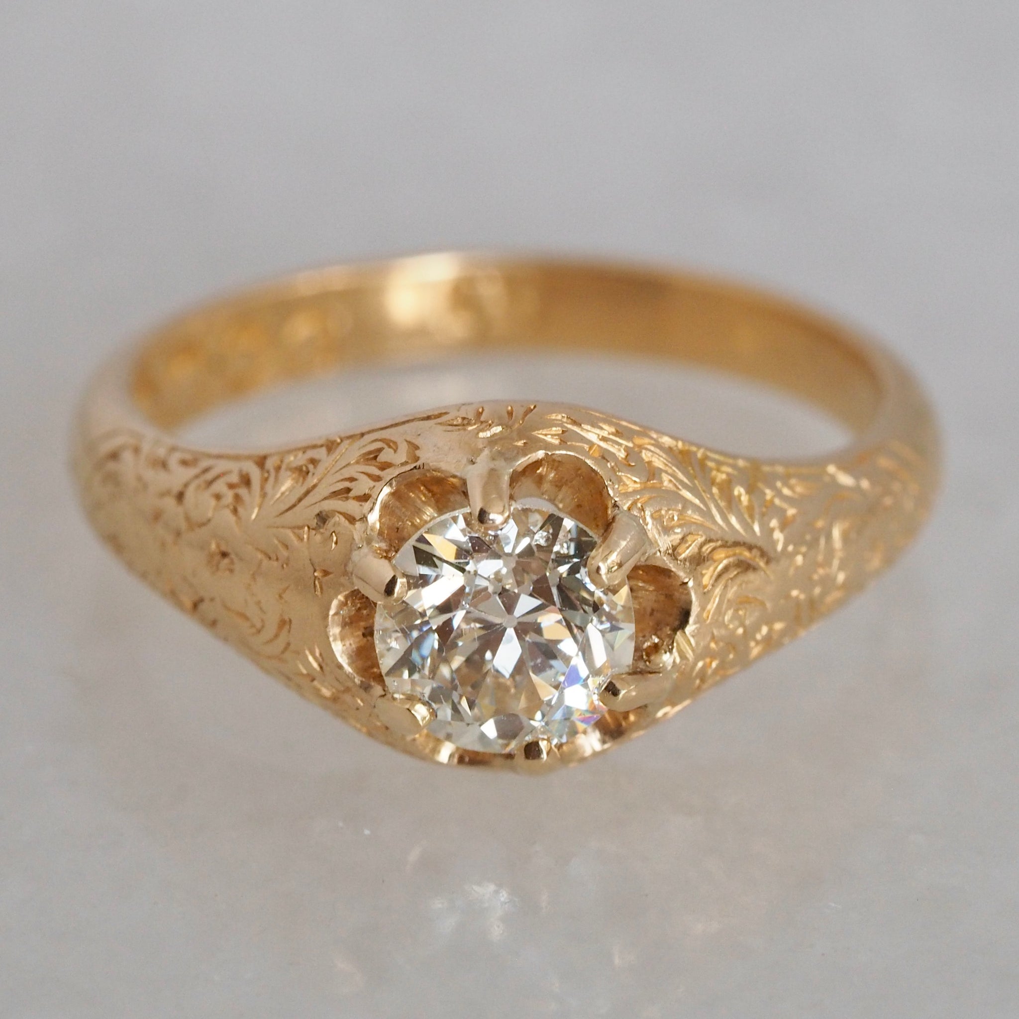 Antique Victorian c. 1860 English 18k Gold Belcher Set Old European Cu