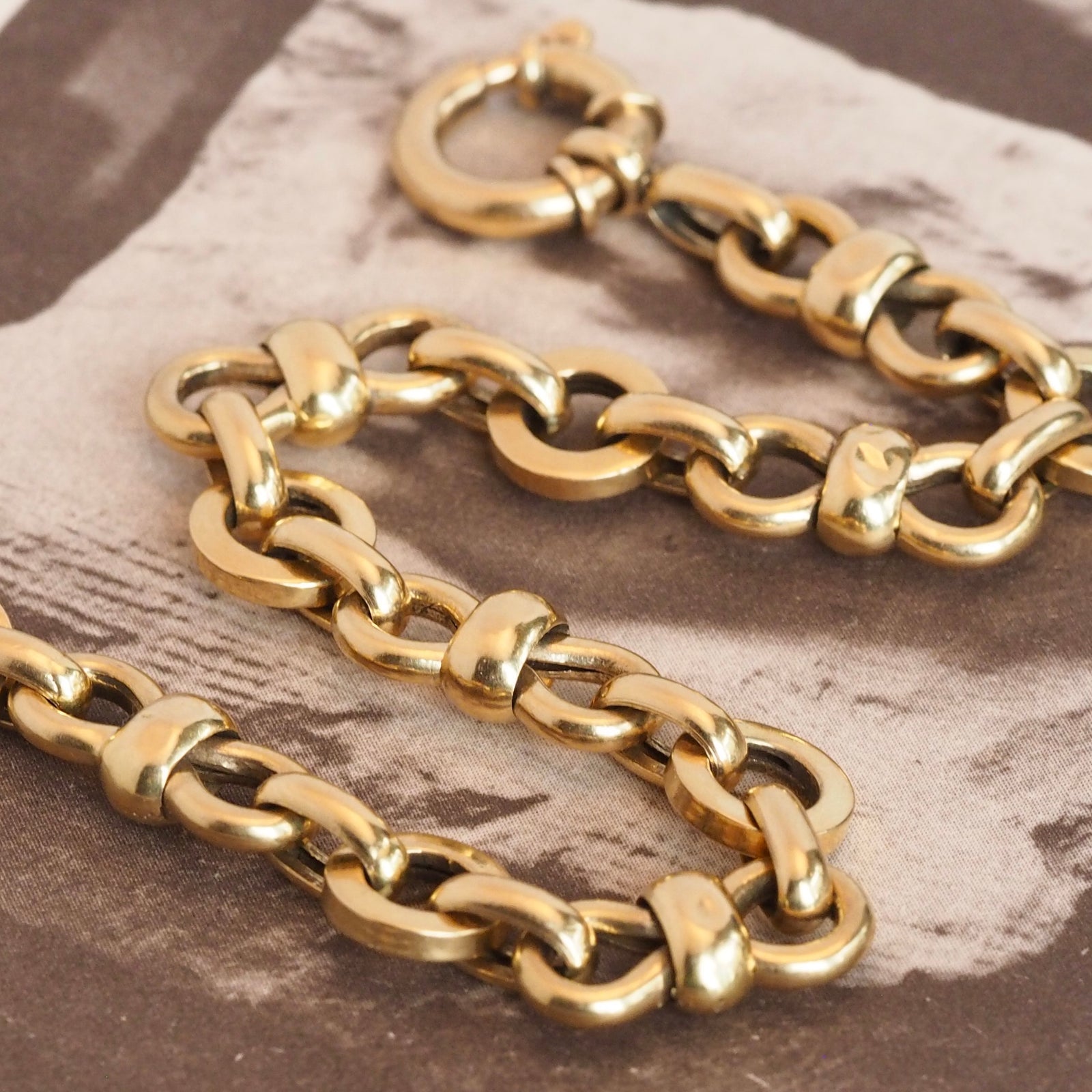 Vintage Portuguese 19k Gold Bow Tie Link Chain Bracelet